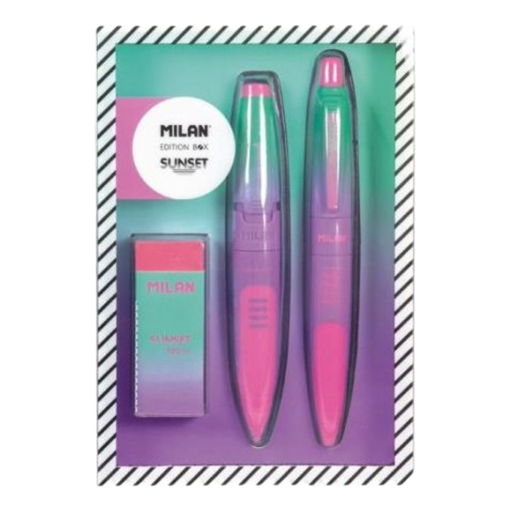 ΣΕΤ ΔΩΡΟΥ MILAN 6355SNP SUNSET PINK 3 ΤΜΧ (ΓΟΜΑ, ΣΤΥΛΟ, ΜΗΧ. ΜΟΛΥΒΙ 0 ...
